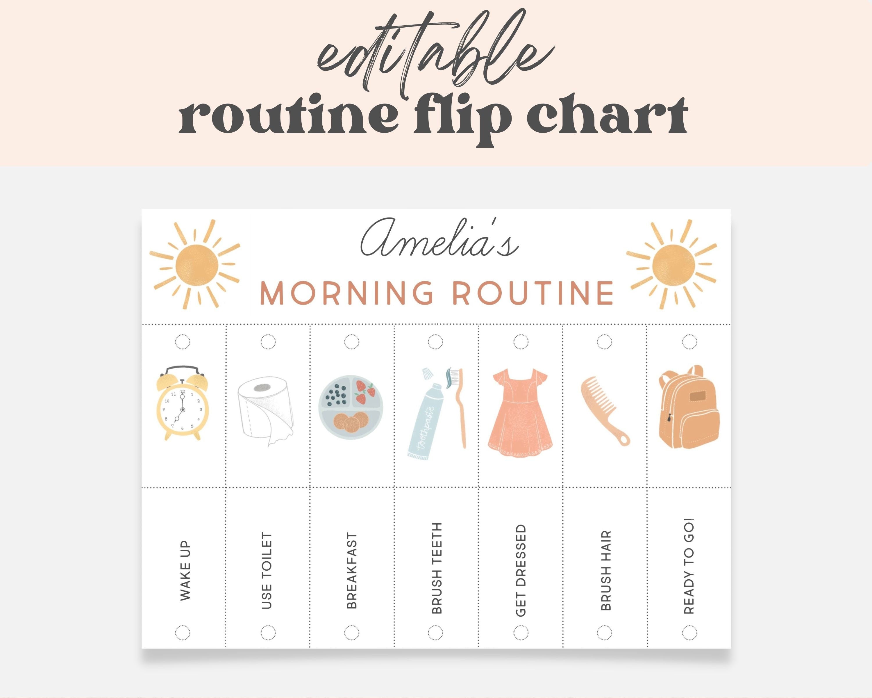 Morning & Evening Routine Flip Chart | Digital Download | Editable ...